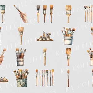 Watercolor Paint Brushes Clipart, Artists Paint Brush Clipart, Painting ...