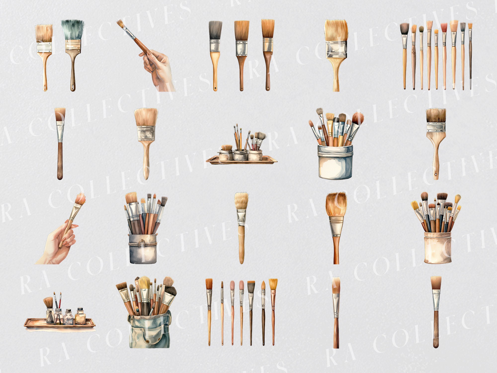 Watercolor Paint Brushes Clipart, Artists Paint Brush Clipart, Painting ...