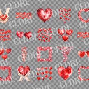 Watercolor Red Hearts Clipart, Red Heart Clipart, Red Heart Shape ...