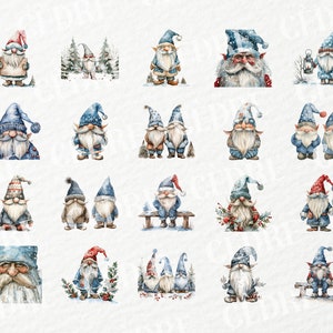 Watercolor Winter Gnome Clipart, Cute Whimsical Gnomes, Fairytale, Snow ...