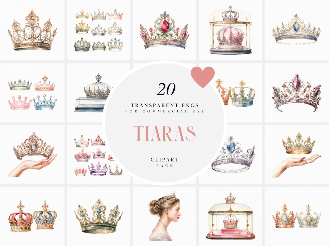 Watercolor Princess Tiara Clipart, Royal Tiaras Clipart, Jewelled Queen ...