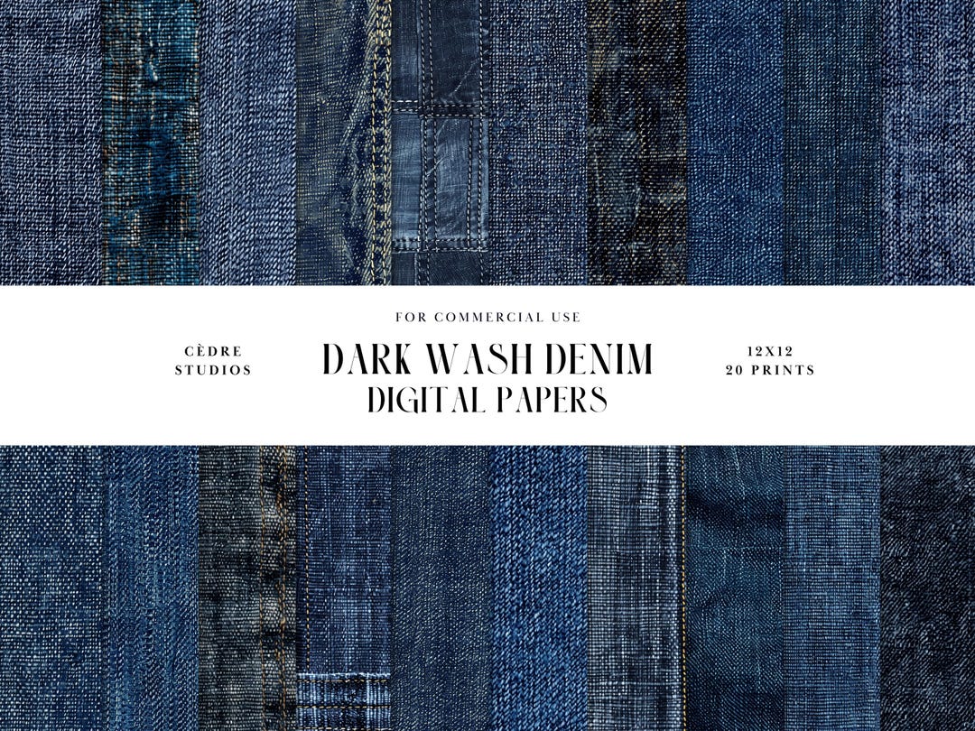 Dark Wash Denim Digital Textures, Blue Jeans Digital Papers, Digital ...