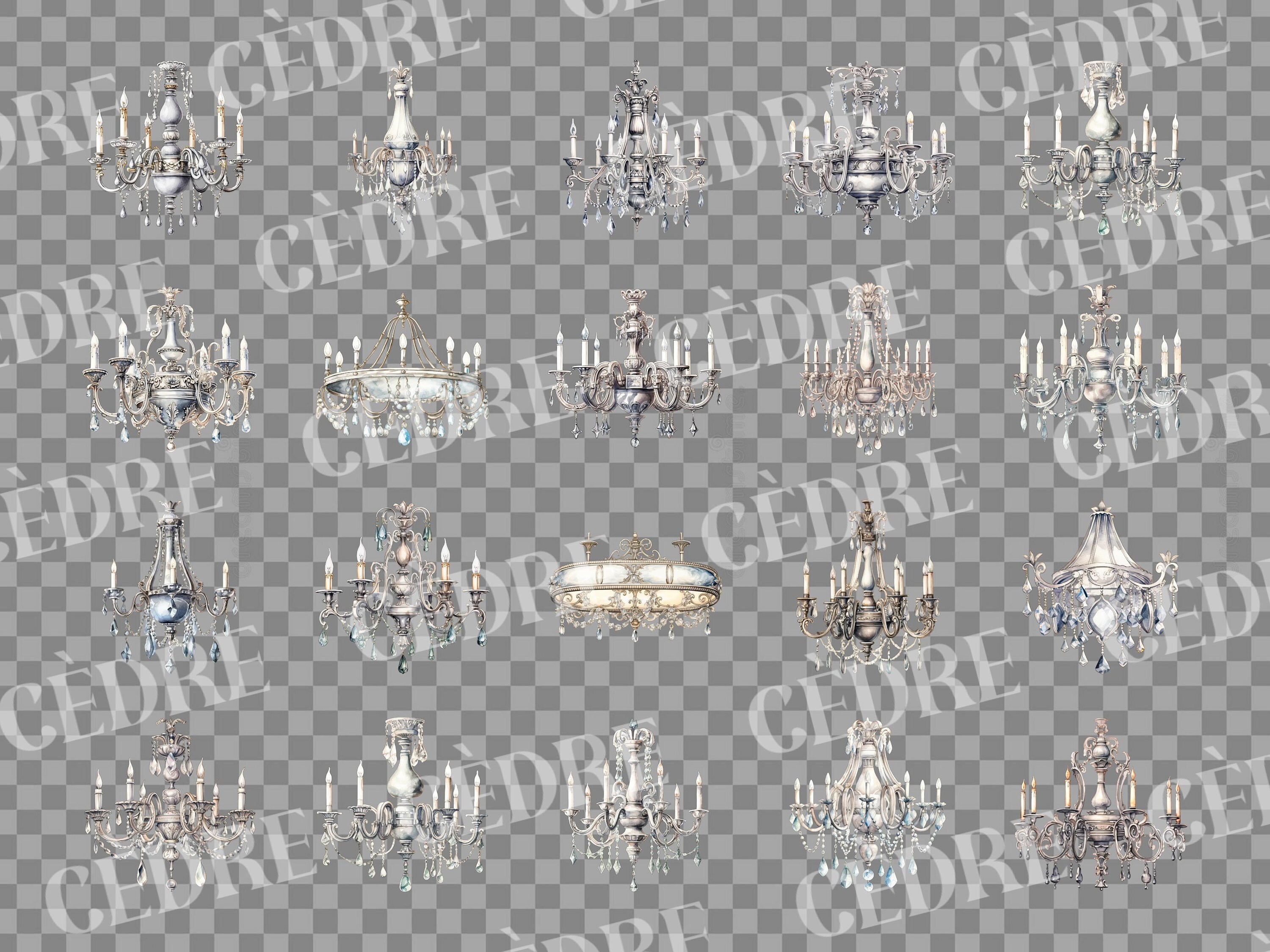 Silver Chandelier Clipart, Extravagant Chandeliers Clipart, Luxurious ...