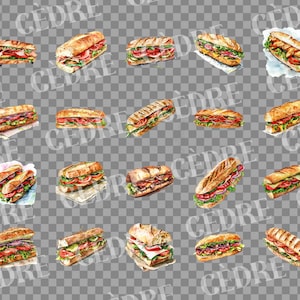 Watercolor Sub Sandwich Clipart, Subway Sandwiches, Submarine, Hoagie ...