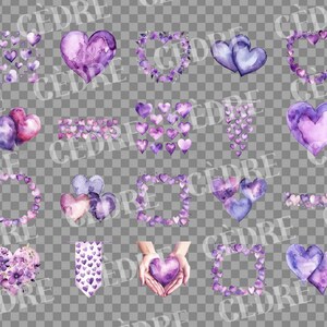 Watercolor Purple Hearts Clipart, Purple Heart Clipart, Heart Shape ...
