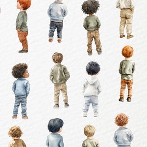 Watercolor Boy Back View Clipart, Page Boy Image, Walking Away, From ...