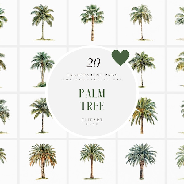 Palm Tree Color Clipart - Etsy UK