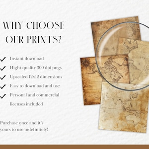 Aged Map Digital Papers, Stained Old Map Digital Patterns, Vintage Map ...