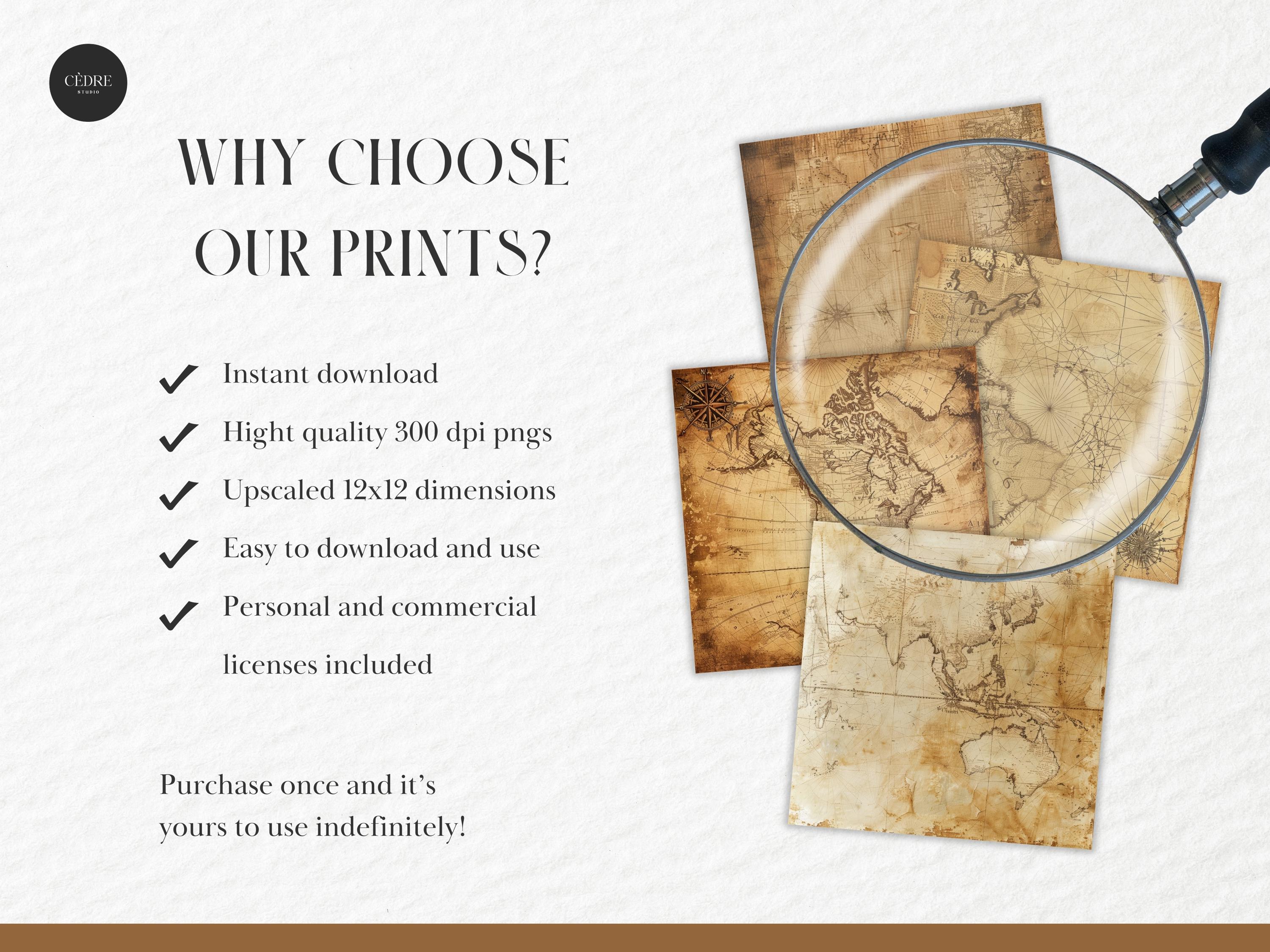 Aged Map Digital Papers, Stained Old Map Digital Patterns, Vintage Map ...