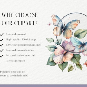 Watercolor Pastel Butterflies Clipart, Butterfly Clipart Bundle, Spring ...