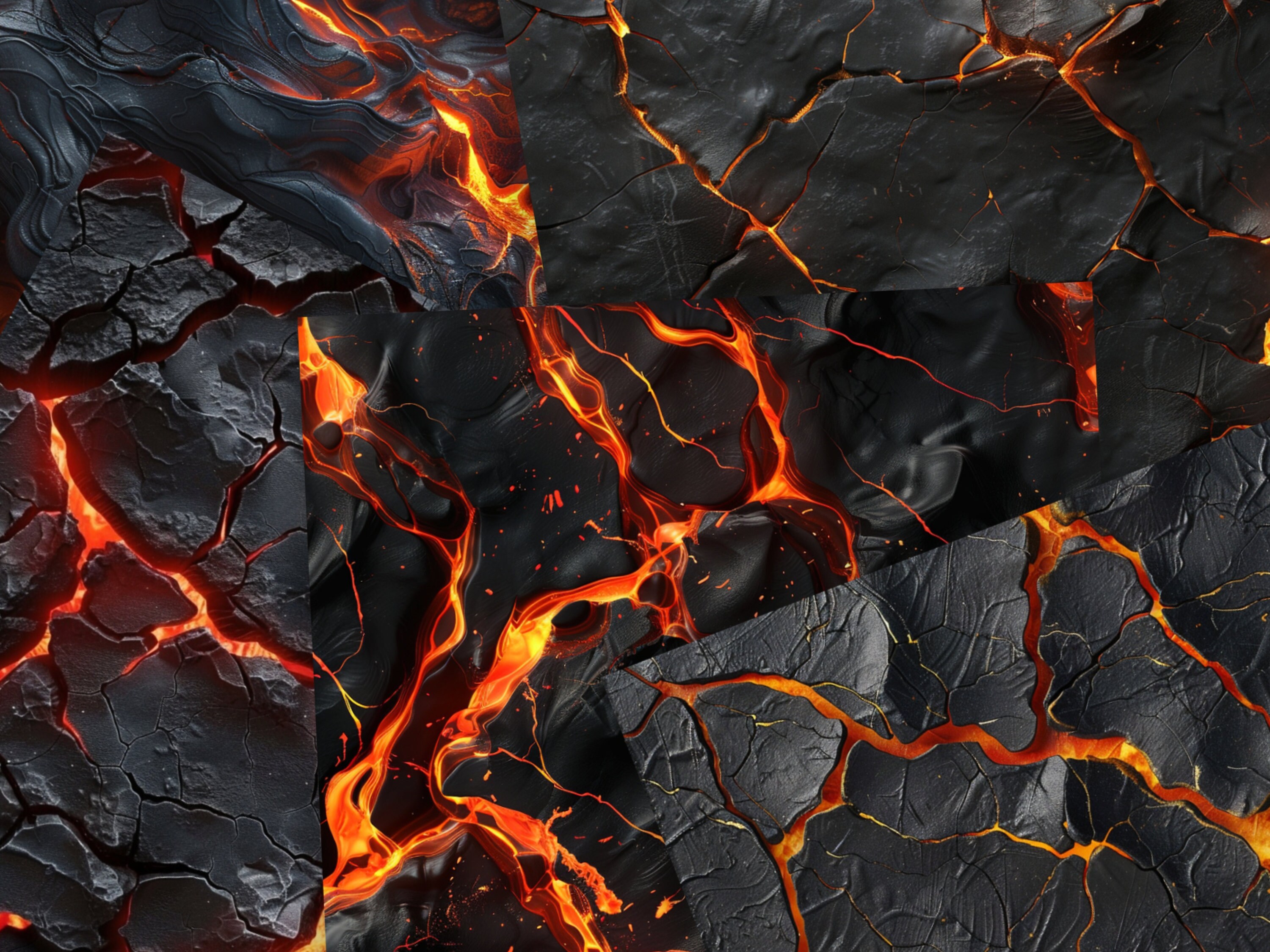 Molten Lava Digital Papers, Black Red Magma Digital Background, Digital ...