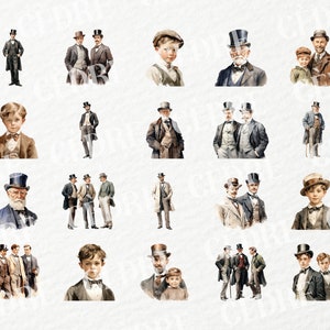 Watercolor Victorian Gentleman Clipart, Young Victorian Boy Clipart ...