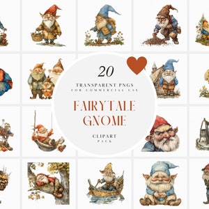 Watercolor Fairytale Gnomes Clipart, Cute Fantasy Gnome, Garden ...