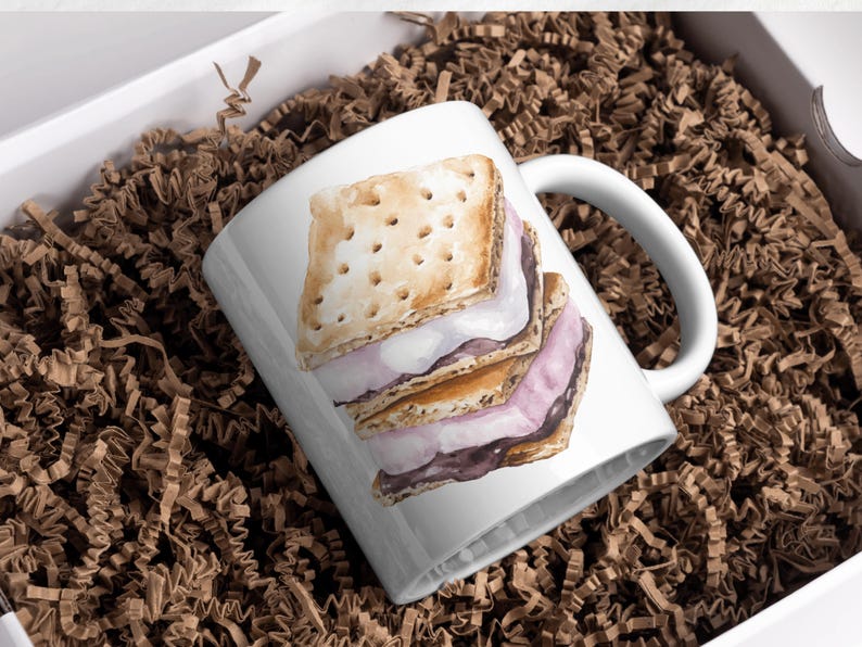 Watercolor Pastel Marshmallows Clipart, Soft Toasted Smores Dessert ...