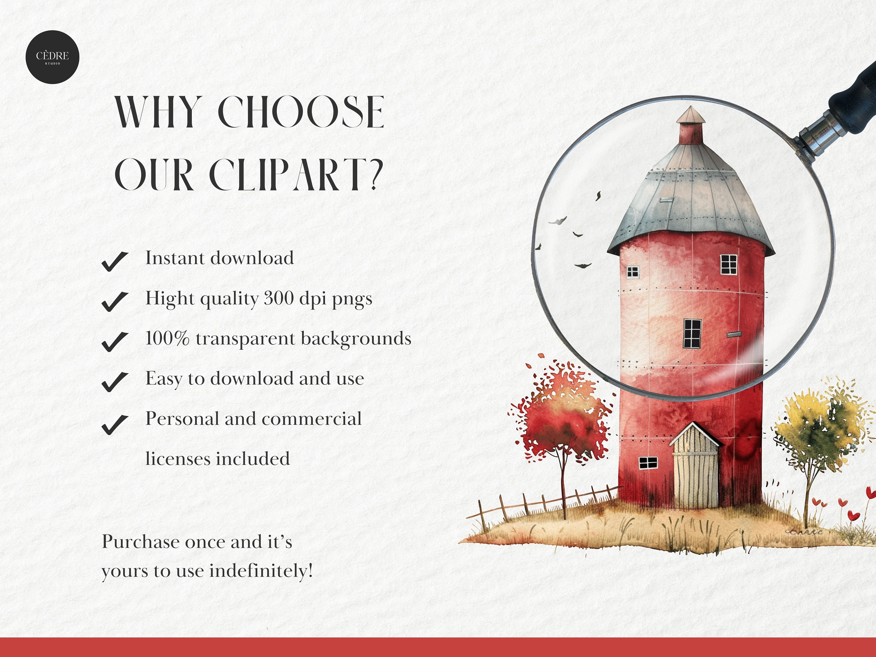 Watercolor Cute Red Silo Clipart, Cartoon Red Silo With Doors, Farm ...