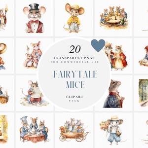 Watercolor Fairytale Mouse Clipart, Fantasy Mouse Clipart, Cute Pet ...