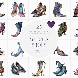 Watercolor Witchs Shoe Clipart, Witch Boot, Halloween Costume, Quirky ...