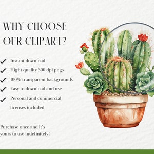 Watercolor Cactus Pot Clipart, Cacti Pot Clipart, Potted Cactus House ...