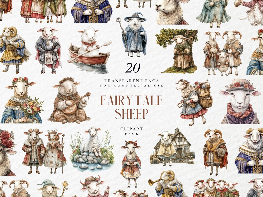 Watercolor Fairytale Sheep Clipart, Enchanted Forest Storybook ...