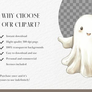 Watercolor Cute White Ghost Clipart, Cartoon Ghost Costume, Halloween ...
