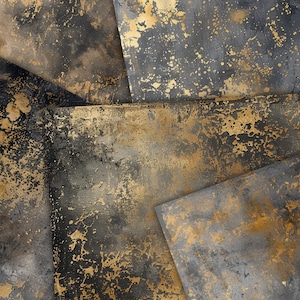 Gray and Gold Digital Textures, Dark Gray and Golden Digital Papers ...