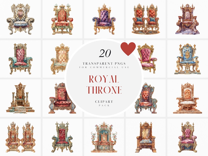Watercolor Royal Throne Clipart, Medieval Royalty Clipart, Royal ...
