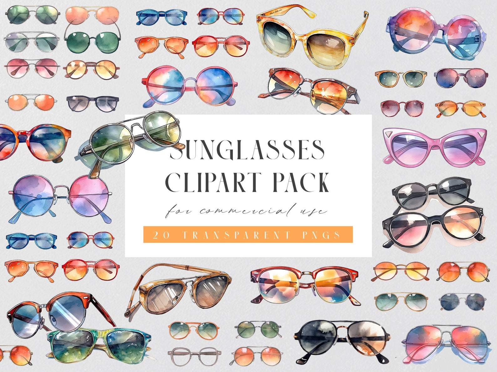 Watercolor Sunglasses Clipart Shades Clipart Vintage - Etsy