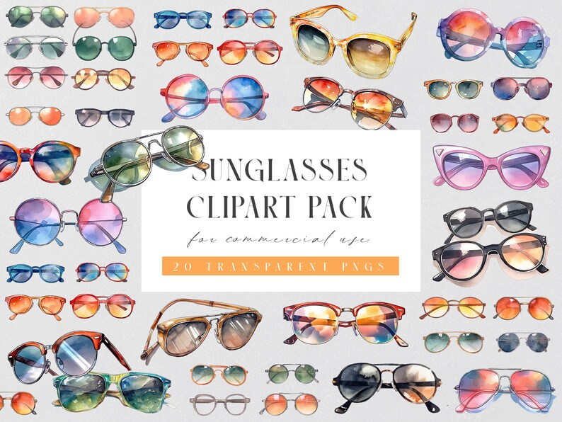 Watercolor Sunglasses Clipart Shades Clipart Vintage - Etsy