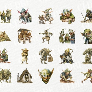 Watercolor Fantasy Goblin Clipart, Magical Goblins Clipart, Fantasy ...