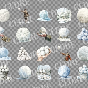 Watercolor Snow Ball Clipart, Rolled Snow Balls, Winter Elements ...