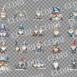 Watercolor Winter Gnome Clipart, Cute Whimsical Gnomes, Fairytale, Snow ...