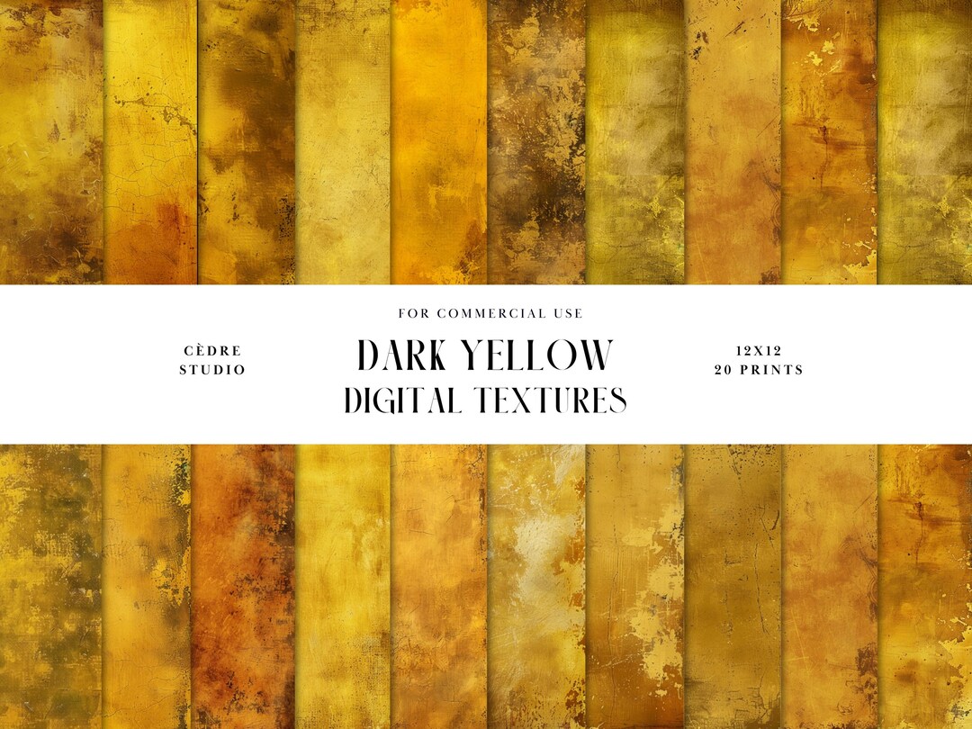 Dark Yellow Digital Textures, Watercolor Paper Digital Papers, Digital ...