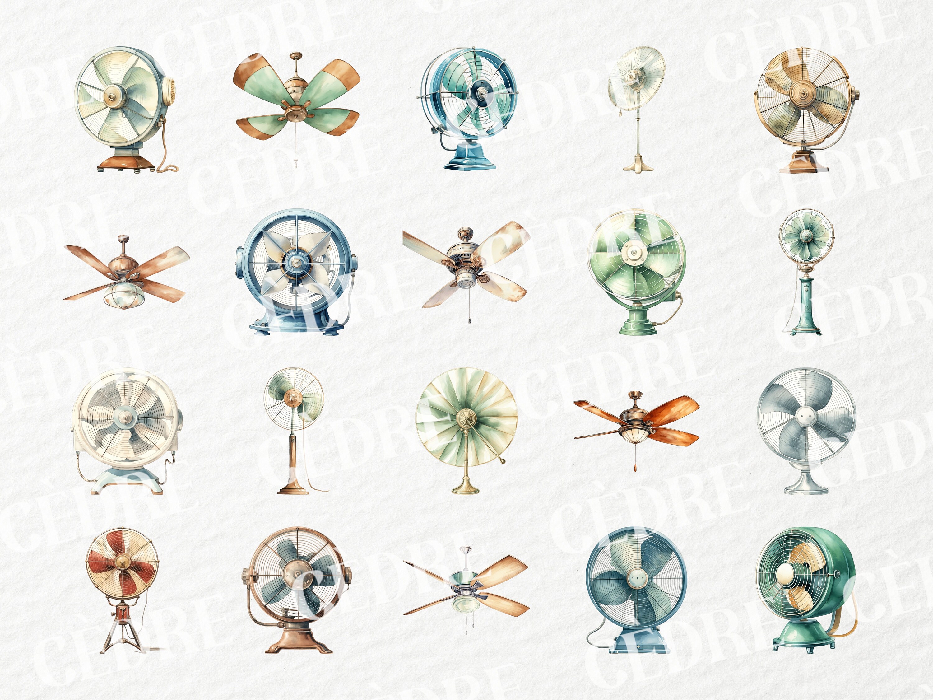 Watercolor Electric Fan Clipart, Electric Fans Present Clipart ...