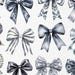 Watercolor Gray Bow Clipart, Gray Bows Clipart, Grey Ribbon Clipart ...