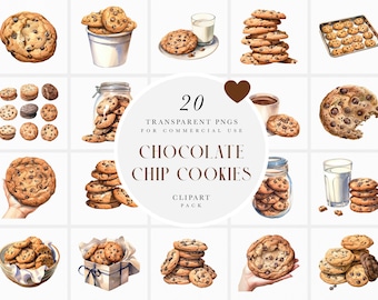 Chocolate Chip Cookie Clipart PNG Format, Commercial Use Approved - Etsy