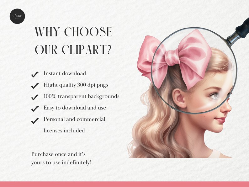 Watercolor Pink Bow Clipart, Pink Hair Bows Clipart, Pink Ribbon ...