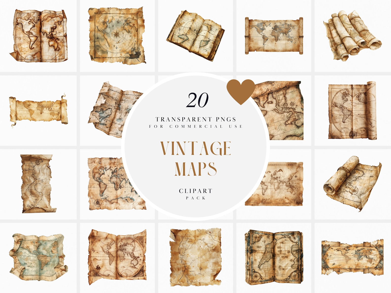Watercolor Old Map Clipart, Old Maps Clipart, Vintage Map Clipart ...