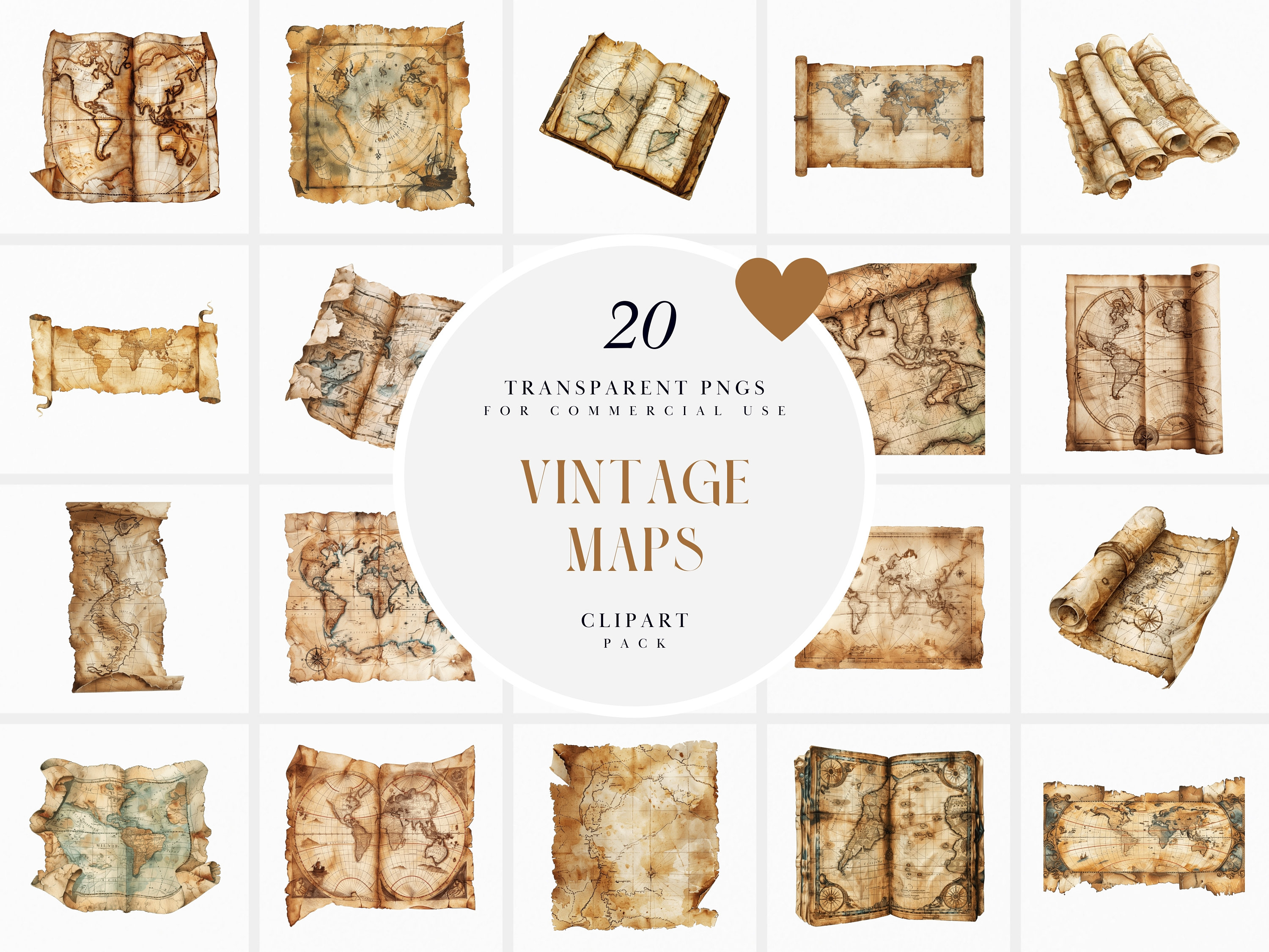 Watercolor Old Map Clipart, Old Maps Clipart, Vintage Map Clipart ...
