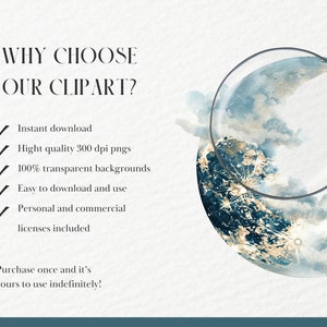 Watercolor Whimsical Moon Clipart, Celestial Full Moon, Astrology ...