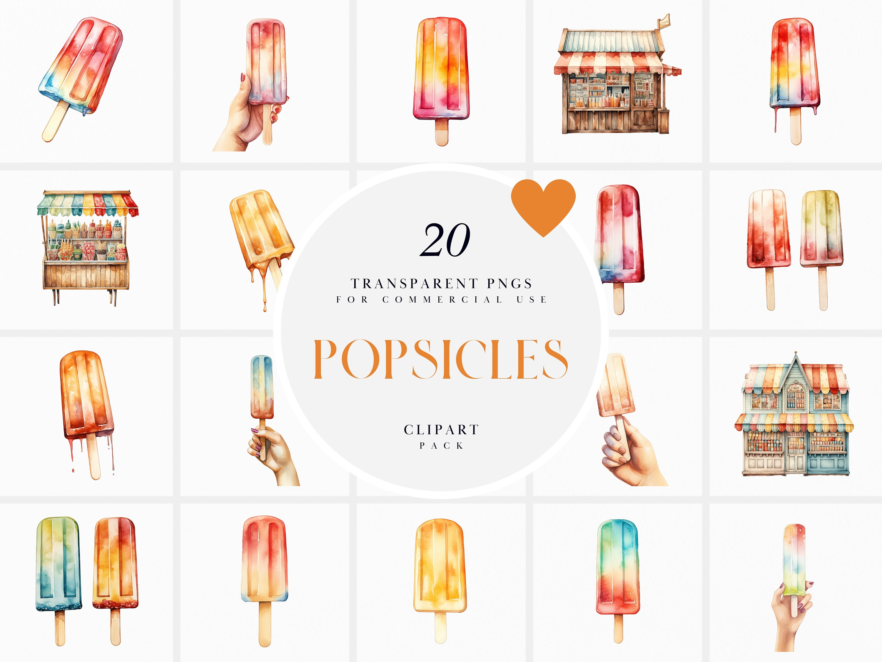 Watercolor Popsicle Clipart, Watercolor Ice Pop Clipart, Summer Clipart ...