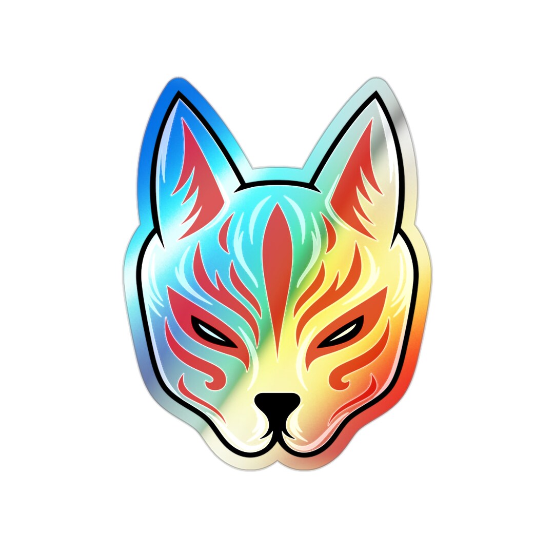 Kitsune Mask Japan Holographic Die-cut Stickers - Etsy