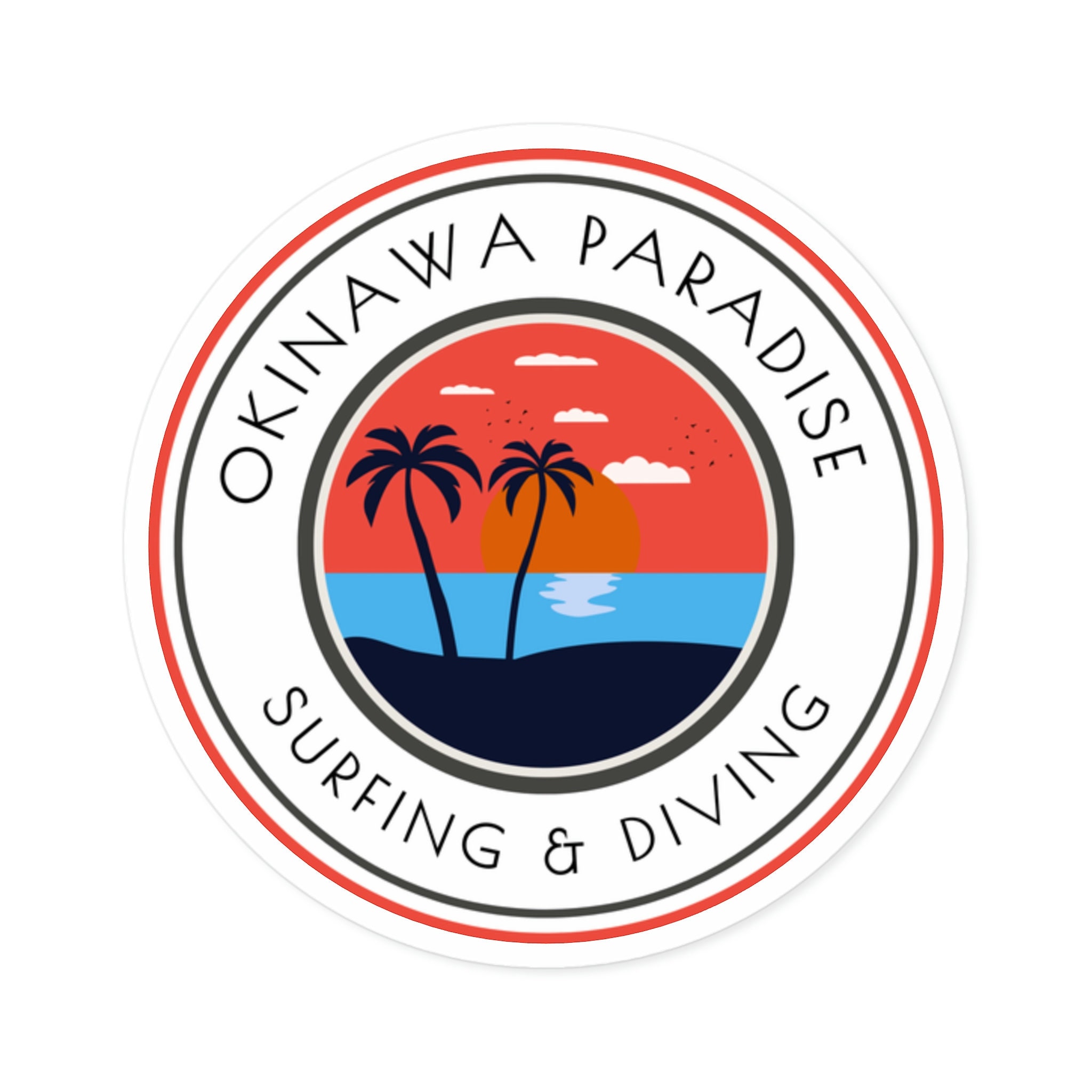 Okinawa Paradise Surfing & Diving Round Stickers, Indoor Outdoor - Etsy