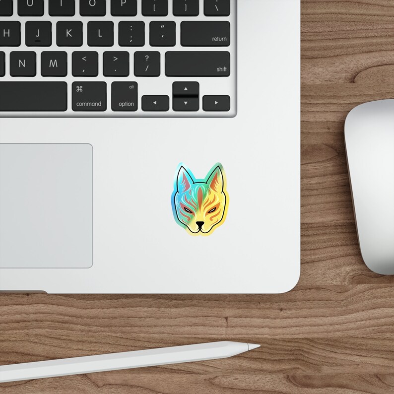 Kitsune Mask Japan Stickers, Holographic Decals, Laptop Decals ...