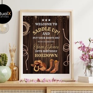 Western Hoedown Birthday Party Welcome Sign, DIY Saddle up and Put Your ...