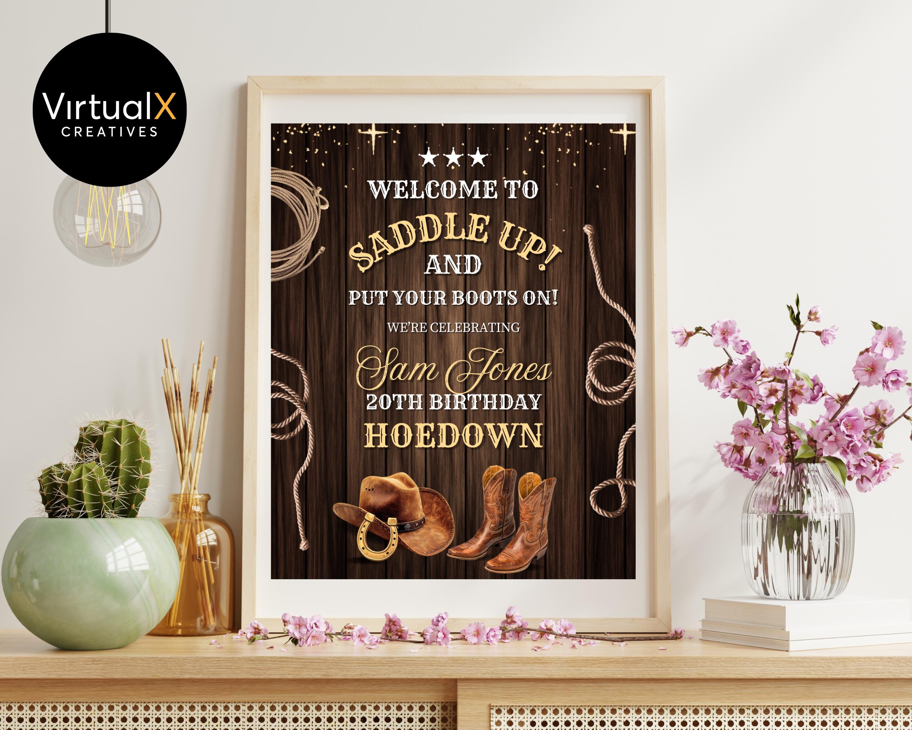 Western Hoedown Birthday Party Welcome Sign, DIY Saddle up and Put Your ...