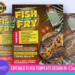 Fish and Fry Flyer, Canva Printable, DIY Template Design, Community ...