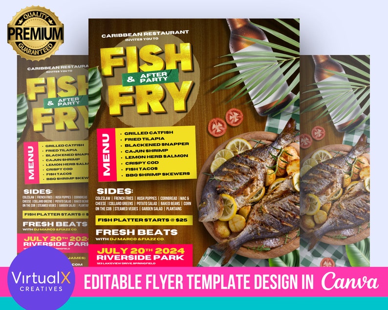 Fish and Fry Flyer, Canva Printable, DIY Template Design, Community ...