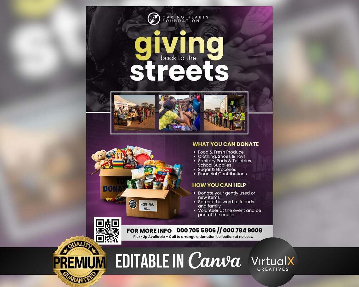 Giving Back Flyer Template | Editable Charity Donation Poster ...