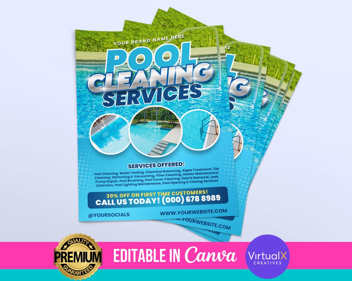 Pool Cleaning Service Flyer, Pool Care Business Flyer, Pool Expert ...