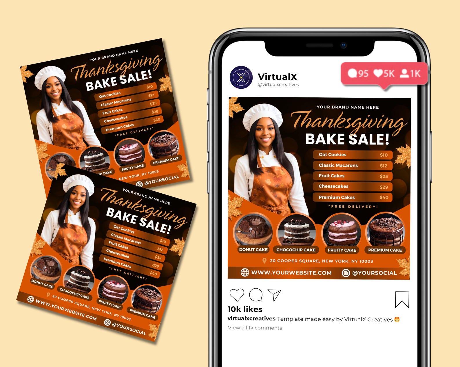 Thanksgiving Bake Desserts Flyer, Sweet Treats Sale Template, November ...